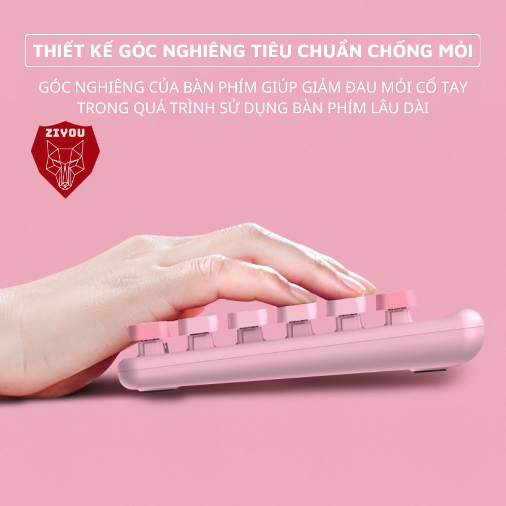 Bàn Phím Và Chuột Không Dây Ziyou QW02 Màu Cực Đẹp Phím Bấm Êm Kết Nối Máy Tính Laptop PC + Tặng ...