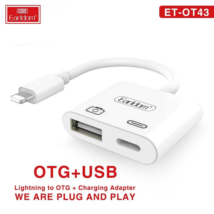 Cáp USB OTG IP,tablet táo,dây kết nối bàn phím,chuột,tai nghe usb cho IPgồm 1 cổng sạc và 1 cổng ...