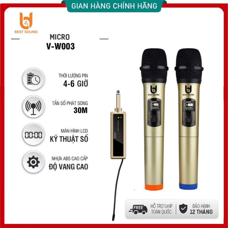 Bộ Micro Karaoke không dây BEST SOUND V-W003 (mic đôi). Wireless Micro ...