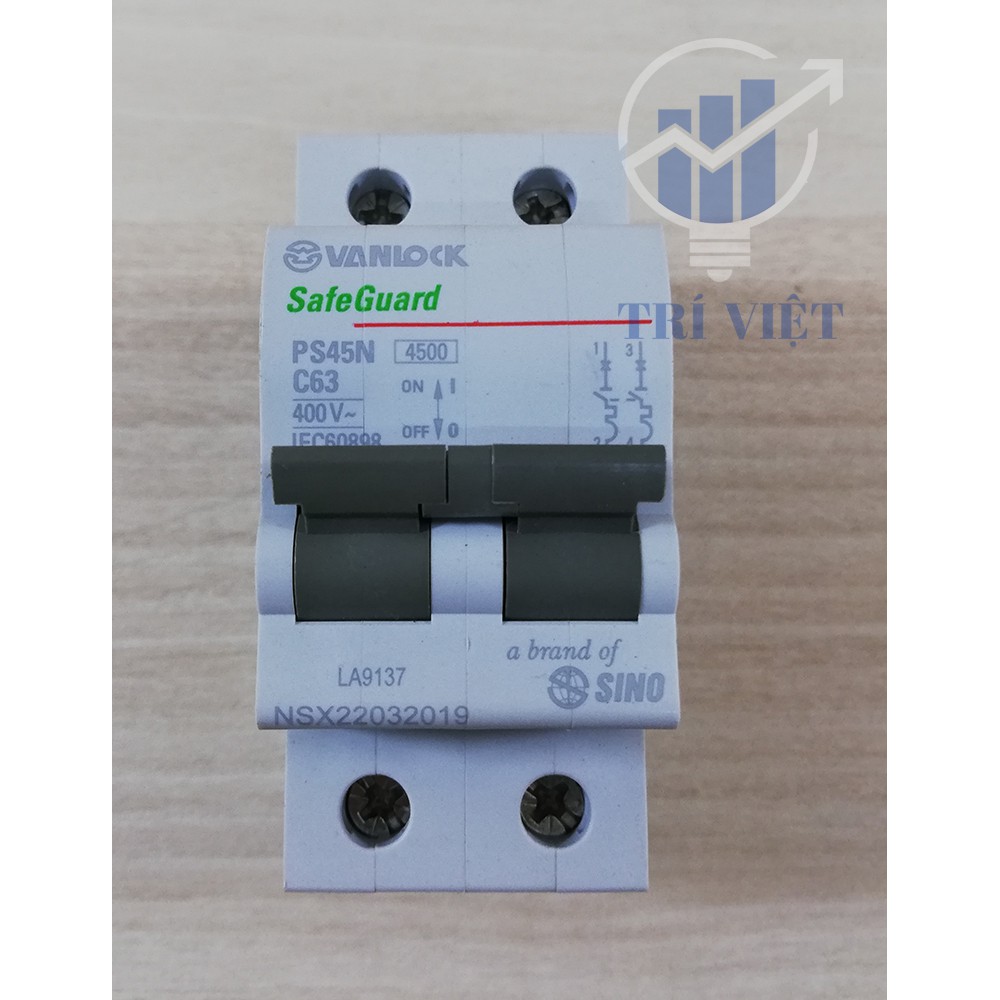 Cầu dao tự động loại 2 cực Sino Vanlock - MCB 2P SINO 16A - 20A - 25A - 32A - 40A - 50A - 63A ...