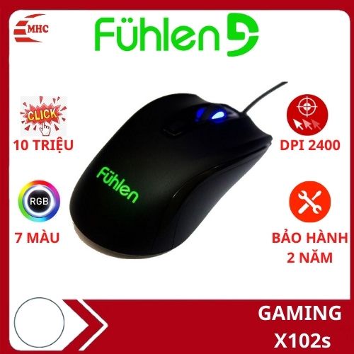 Chuột gaming Fuhlen X102S (USB/đen) DPI 800/1200/1600/2400- Led Logo 7 ...