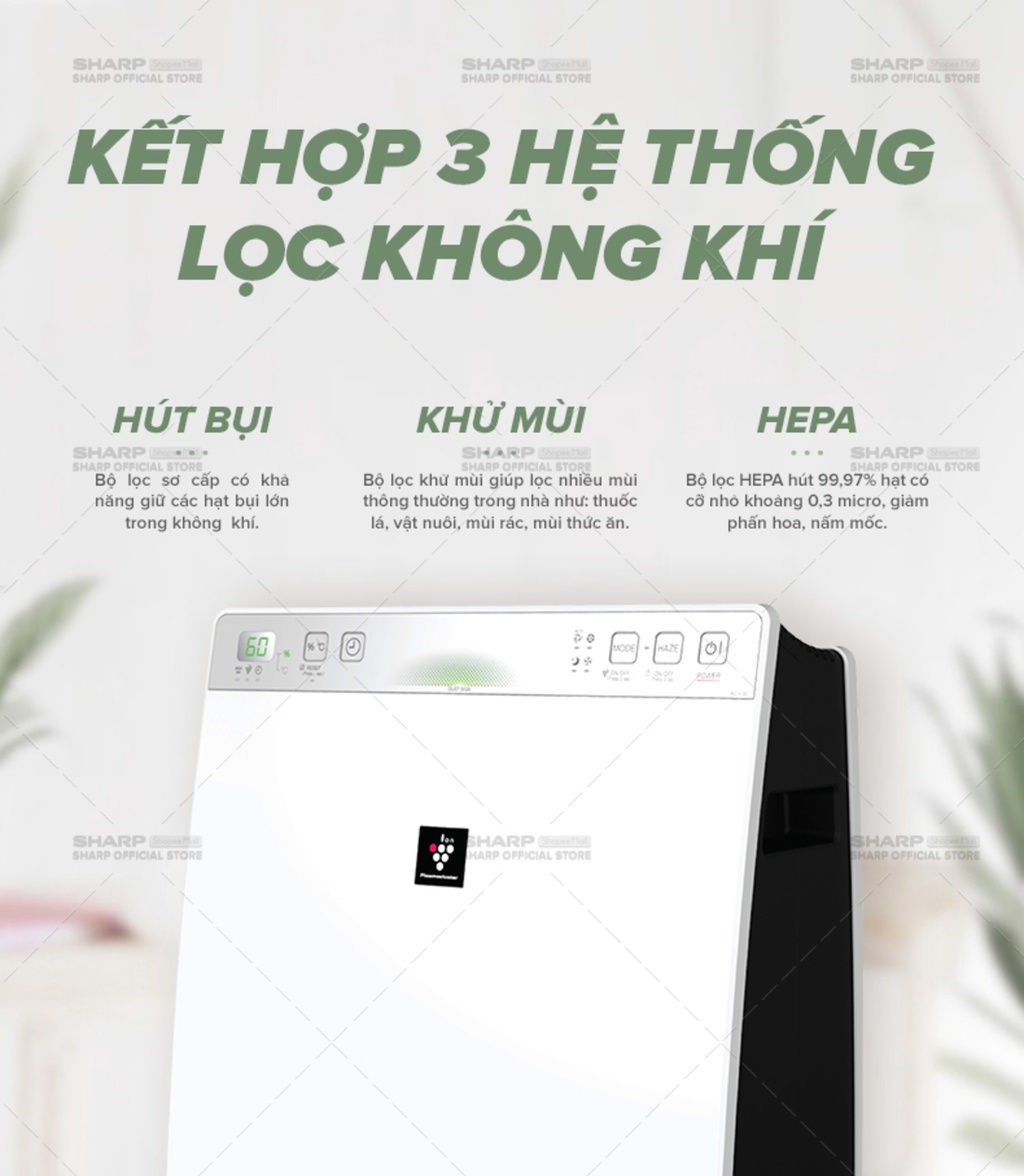 Máy Lọc Không Khí Tạo Ẩm Sharp INVERTER KC-F30EV-W Tiết Kiệm Điện - BH 12 Tháng | Shopee Việt Nam