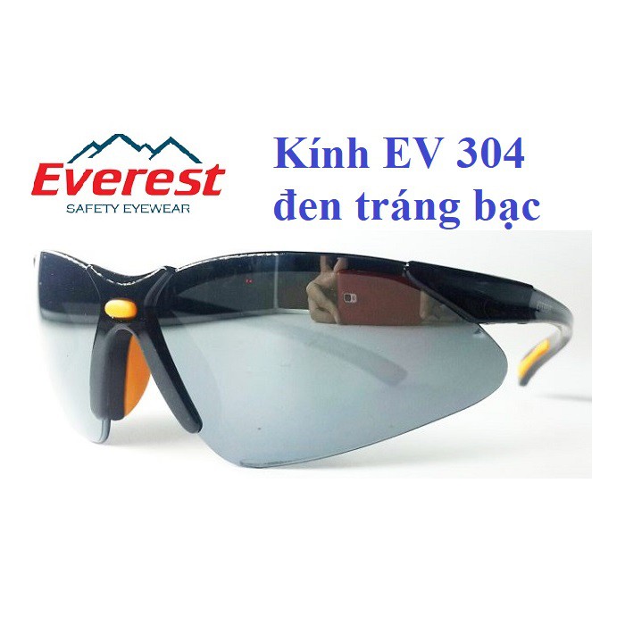 Mắt kính Everest EV 304 bảo hộ chống bụi & UV bảo vệ mắt, màu đen tráng ...