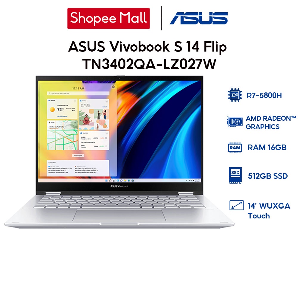 Laptop ASUS Vivobook S 14 Flip TN3402QA-LZ027W R7-5800H | 16GB | 512GB ...