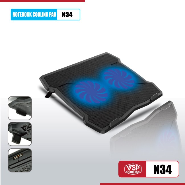 đế tản nhiệt cho laptop Notebook cooler pad N34 LED 2 fan quạt lớn | Shopee Việt Nam