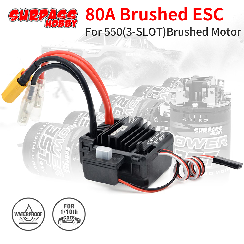 Surpass HOBBY 80A ESC chải cho động cơ 550 cho xe RC 1 / 10 1 / 12 ...