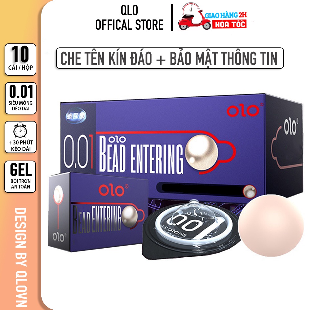 [Hộp 10 cái] Bao cao su OLO Bead Entering Bi lớn Silicon tăng 3 cm kích thích điểm G, bcs gel ...