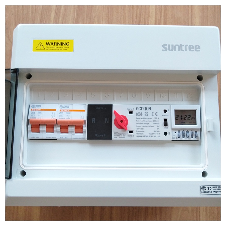 Tủ điện ATS 100A 220V - Aptomat 63A Sino - Timer NKG5 - Đổi 2 nguồn ...