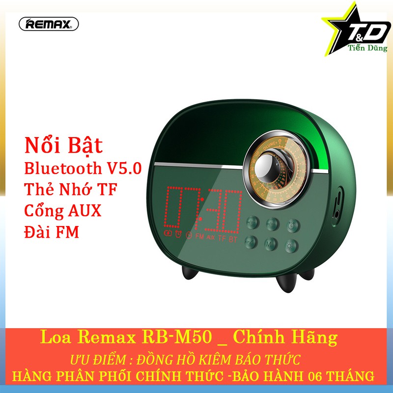 Loa Bluetooth Remax RB-M50 có đồng hồ đèn led hiển thị - Loa remax M50 hỗ trợ thẻ nhớ TF USB ...