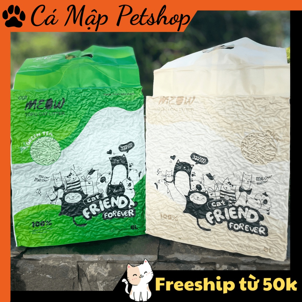 Cát đậu nành cho mèo Tofu Cat Litter Meow 6L, Cát vệ sinh cho mèo đậu ...