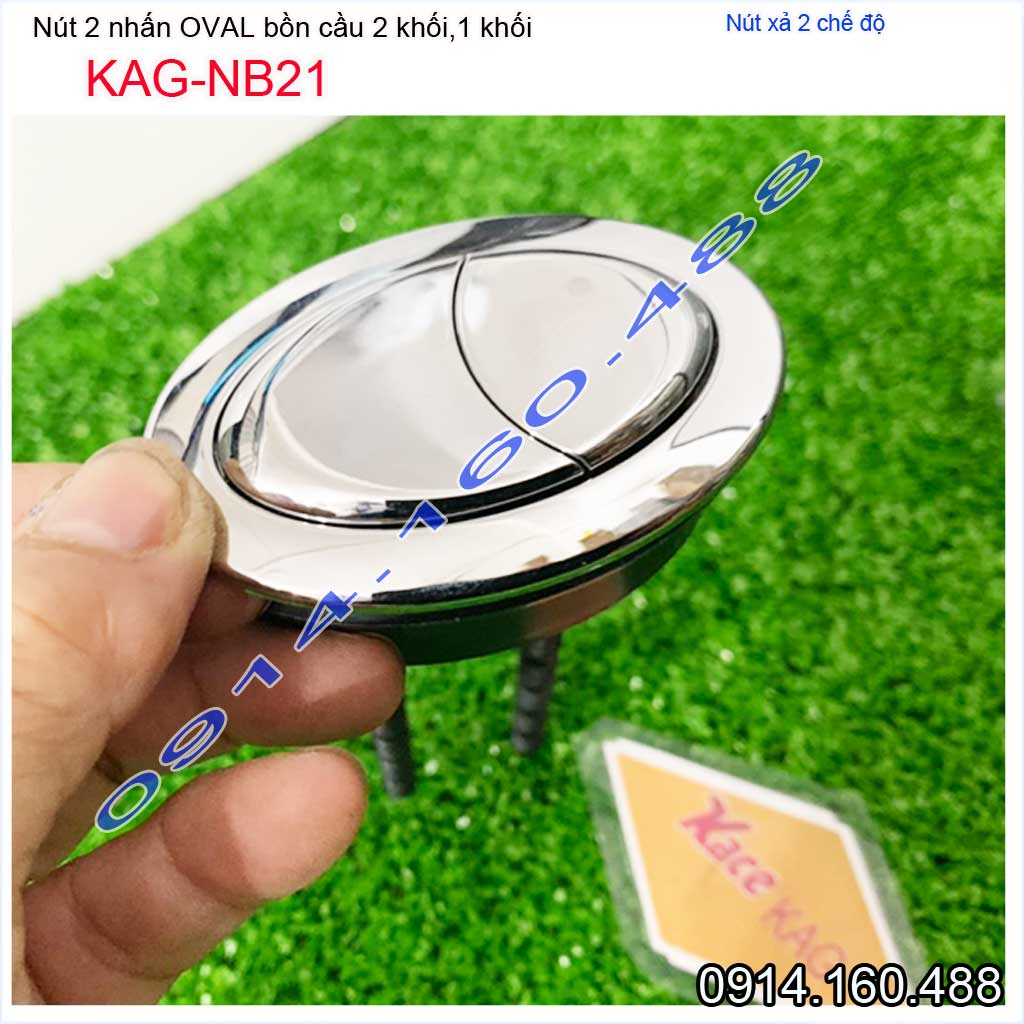 Nút 2 nhấn xả bồn cầu KAG-NB21 oval, nút nhấn cầu xả 2 nhấn nút xả cầu ấn êm mạ inox bóng ...