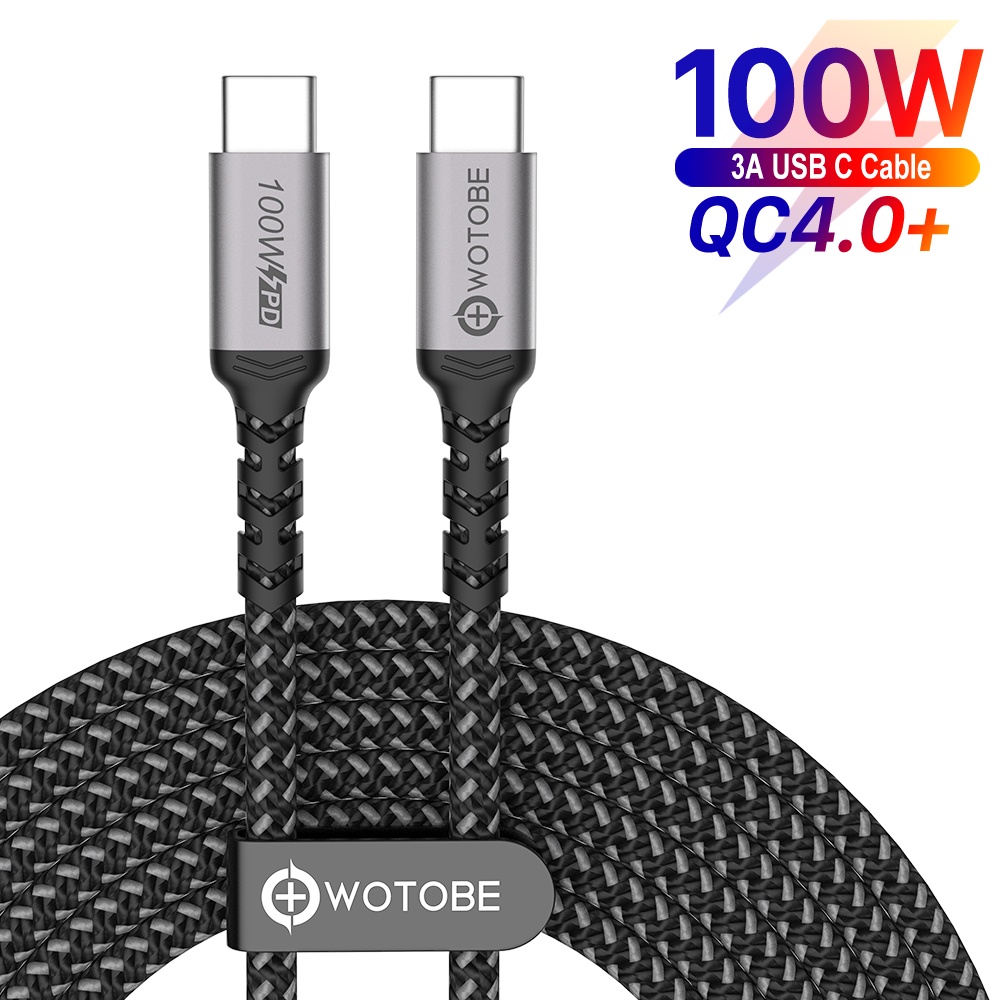 Cáp WOTOBE USB C sang USB C PD 100W, dài 3m / 10ft USB Type-C 5A E Mark Cáp bện Nylon sạc nhanh ...