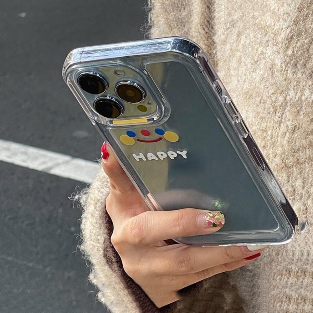 Ốp iPhone tpu mềm trong suốt bảo vệ camera hình mặt cười thích hợp cho iphone 11 7 8 plus 13 pro ...