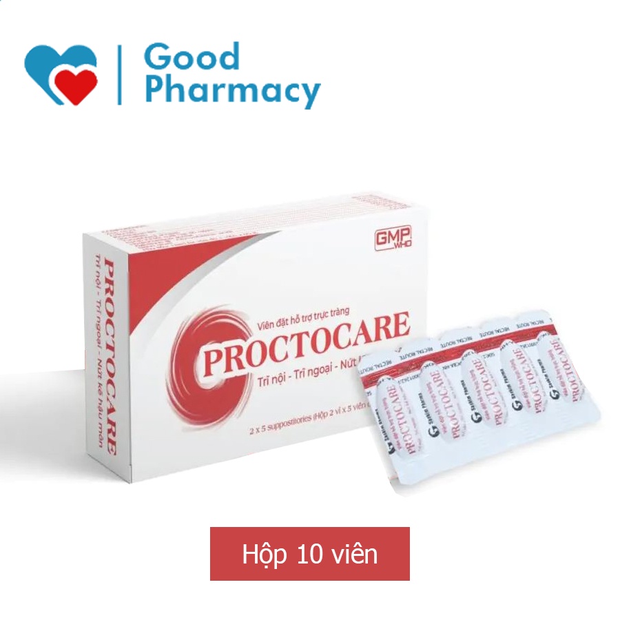 Viên đặt trĩ (trĩ nội, trĩ ngoại), nứt kẽ hậu môn Proctocare (Hộp 10 ...