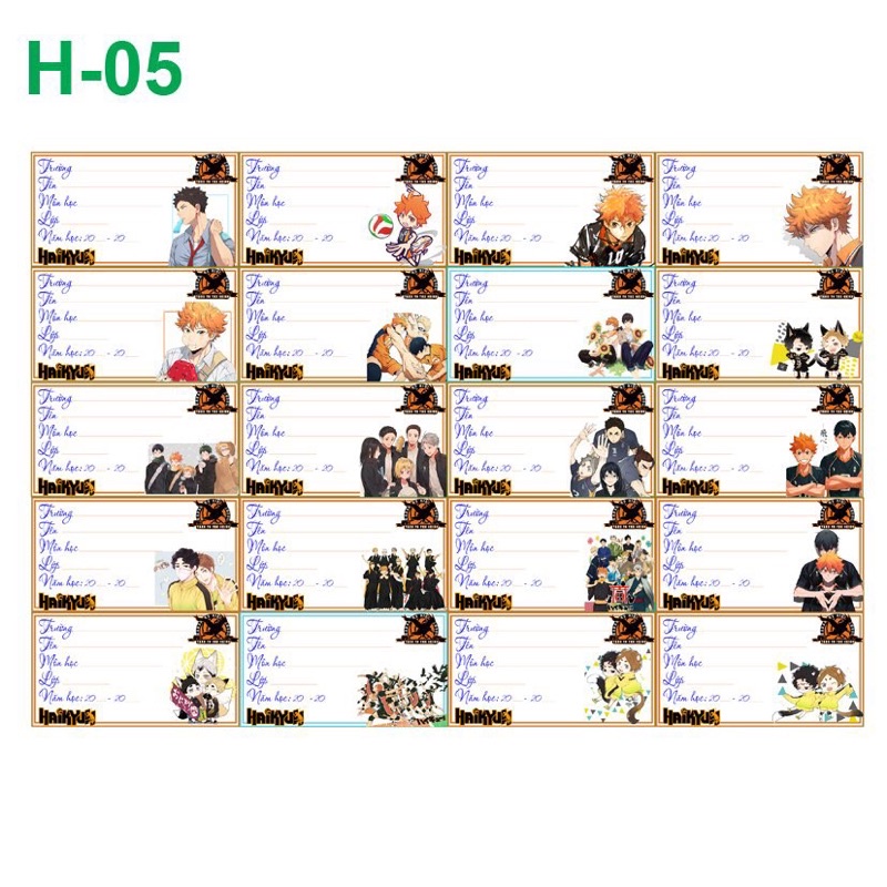 nhãn vở haikyuu/20-100 nhãn vở anime haikyuu mẫu khác nhau | Shopee ...