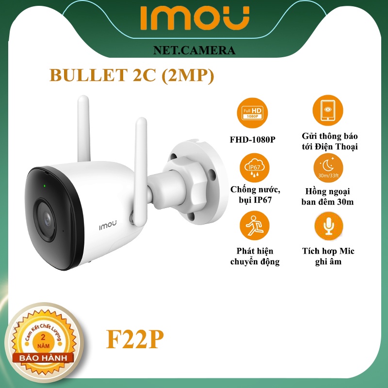 Camera IP WIFI ngoài trời IPC-F22P-IMOU 2.0MP Full HD Tích hợp Mic ...