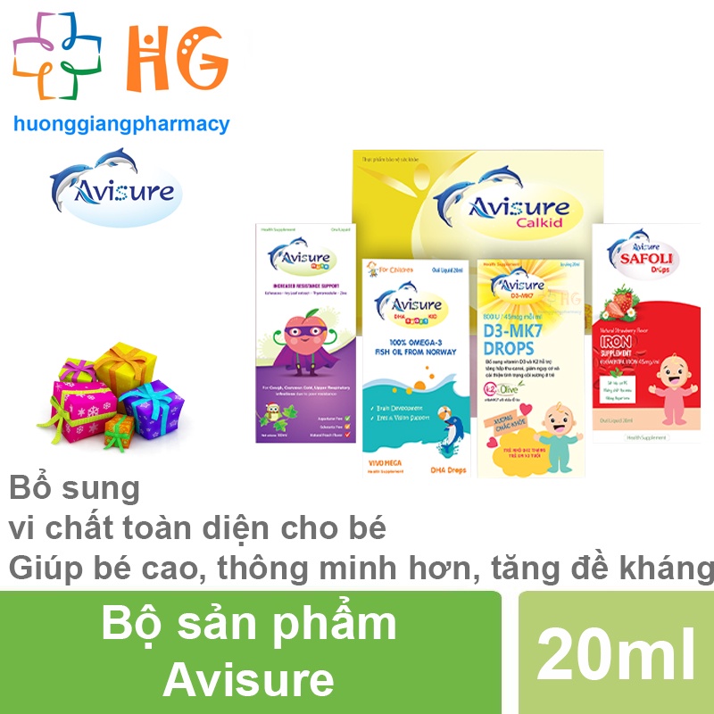 Bộ sản phẩm Avisure bổ sung vi chất toàn diện cho bé D3 mk7 drops DHA ...