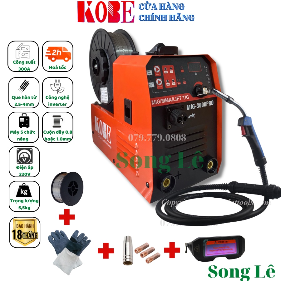 Máy Hàn Mig 5 Chức Năng MiNi KOBE MIG 3000 PRO - Dây Mig RỜI 3M - CUỘN ...