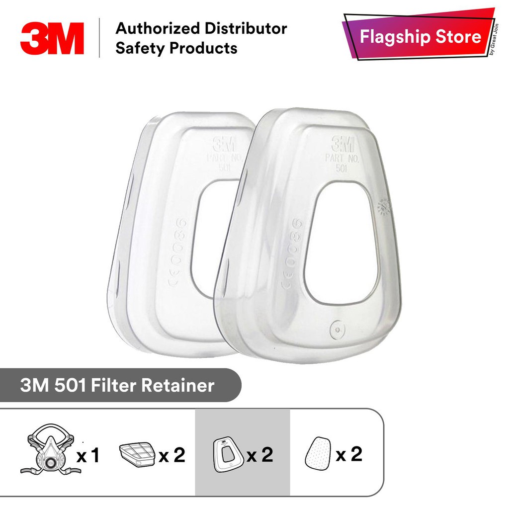 Nắp nhựa 3M 501(1 cặp) - Nắp nhựa cố định tấm lọc bụi 3M 5N11 cho các ...