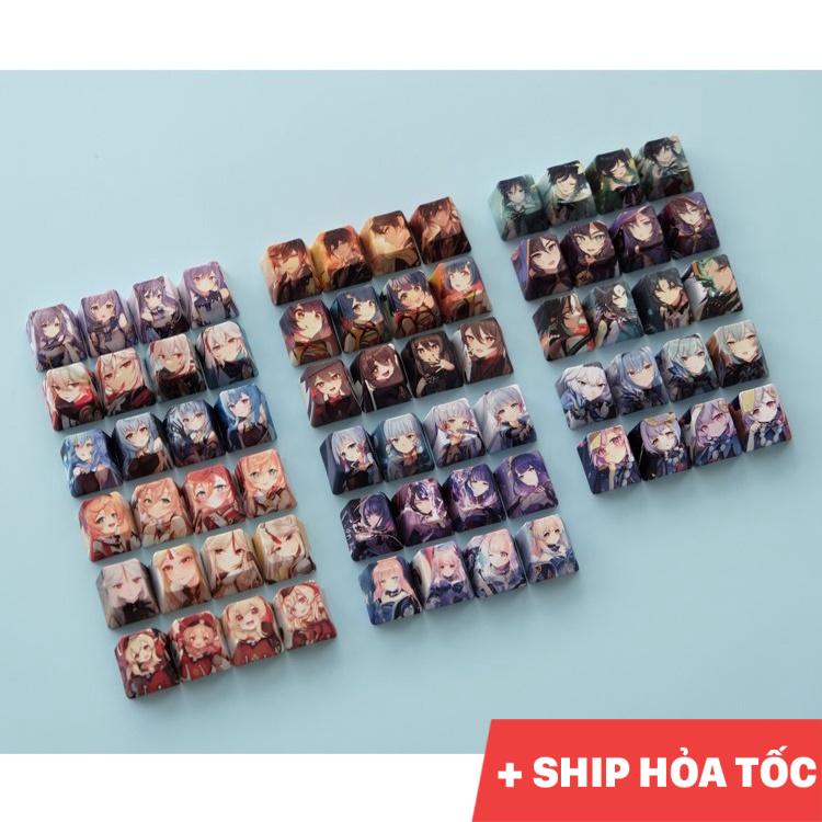 Bộ 4 nút bàn phím cơ in hình Genshin Impact R4 Keycaps Hutao/ Keqing ...