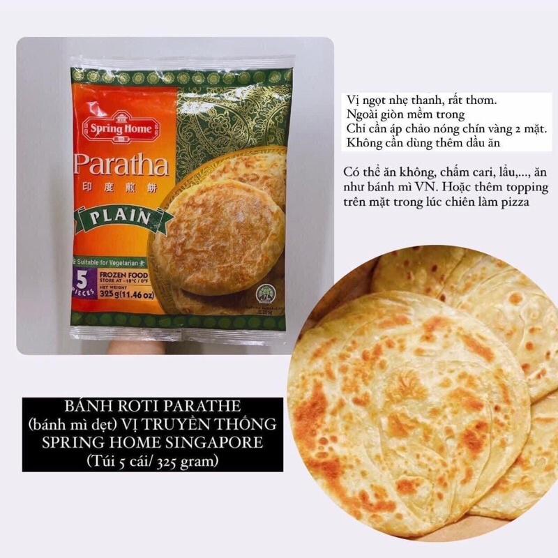 Bánh Roti paratha Plain Ấn Độ - vị Truyền thống gói 325g (5 cái ...