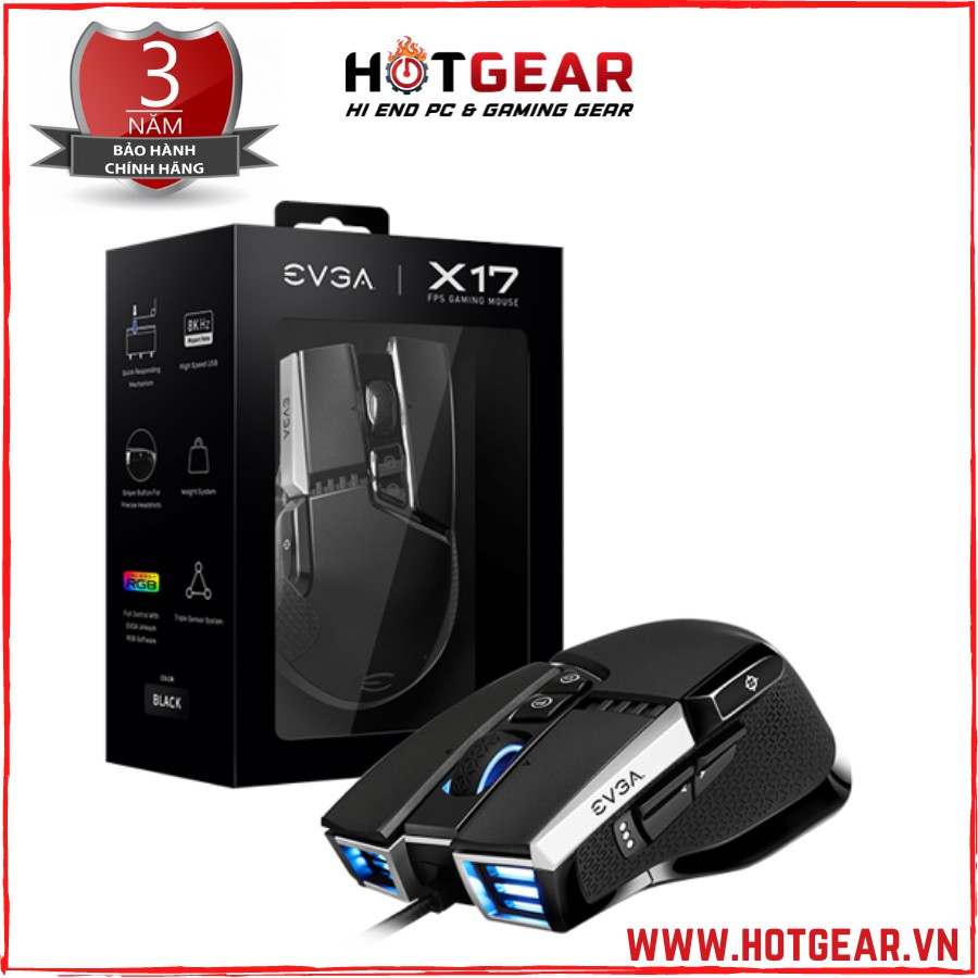 Chuột vinh tính EVGA X17 Gaming Mouse – Wired – Black – Customizable ...