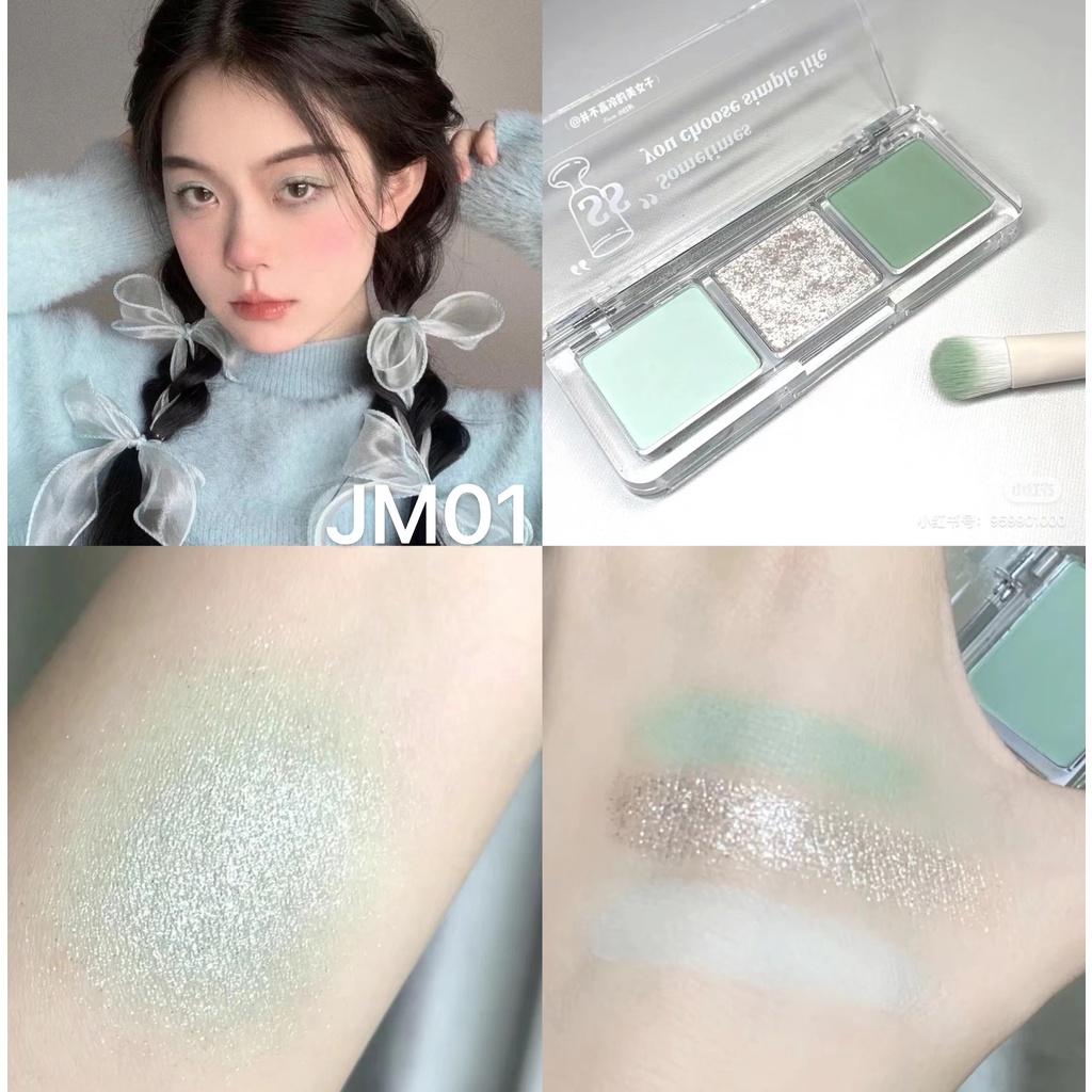 LEEMEMBER Bảng Phấn Mắt 3 Màu Xanh matcha bảng màu mắt | Shopee Việt Nam