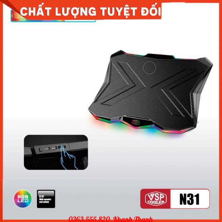 Đế tản nhiệt Laptop VSP COOLER N31 1FAN LED RGB (14'-18') - Bảo hành 6 ...