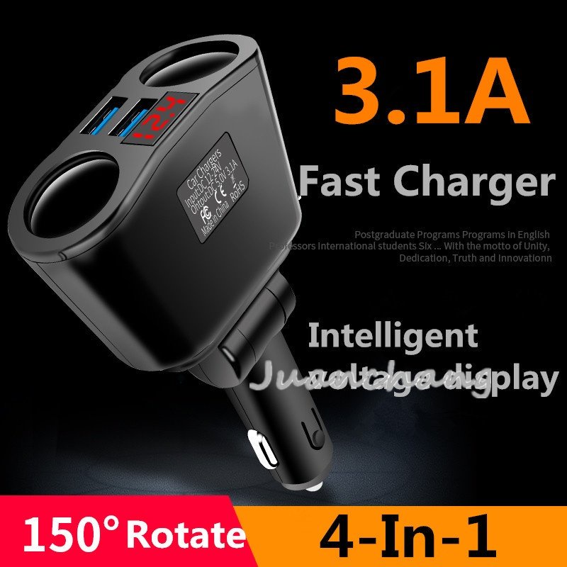 Tẩu Sạc Nhanh Qc3 Hai Cổng USB 3.1A 2 Cổng Màn Hình LCD 12-24V Cho Xe ...