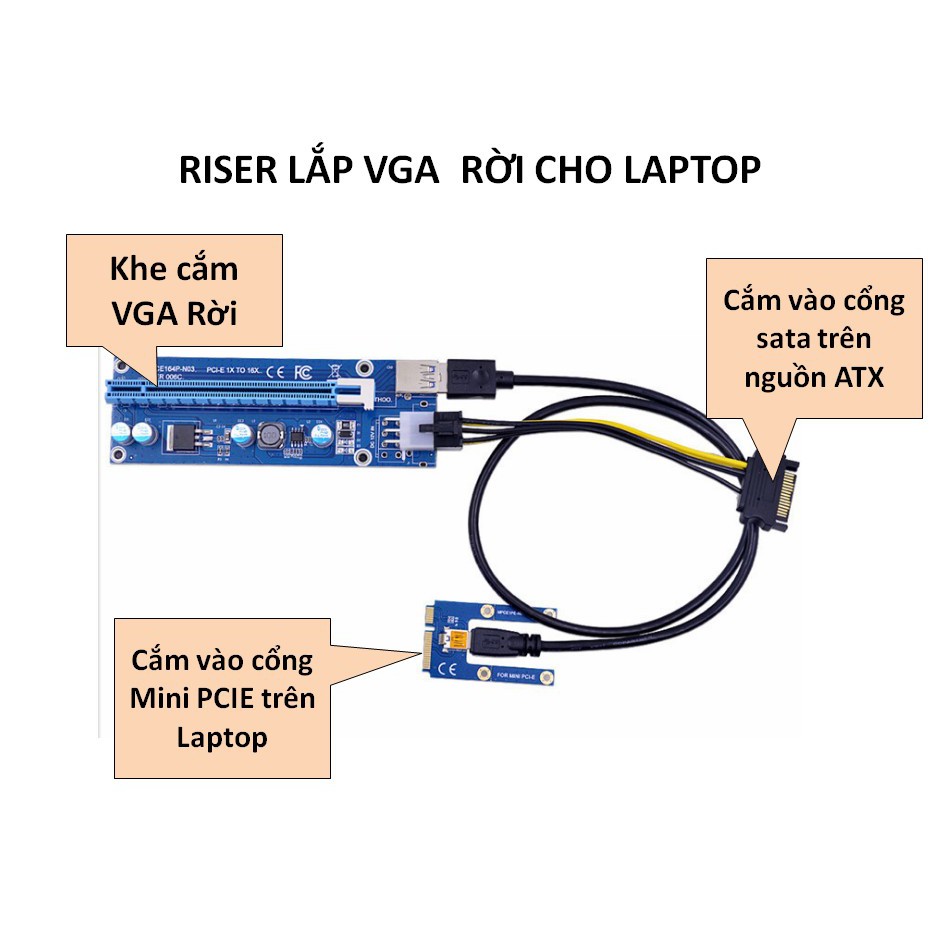 Riser Mini PCIE to PCIE 16x Lắp VGA rời cho Laptop (EGPU) | Shopee Việt Nam