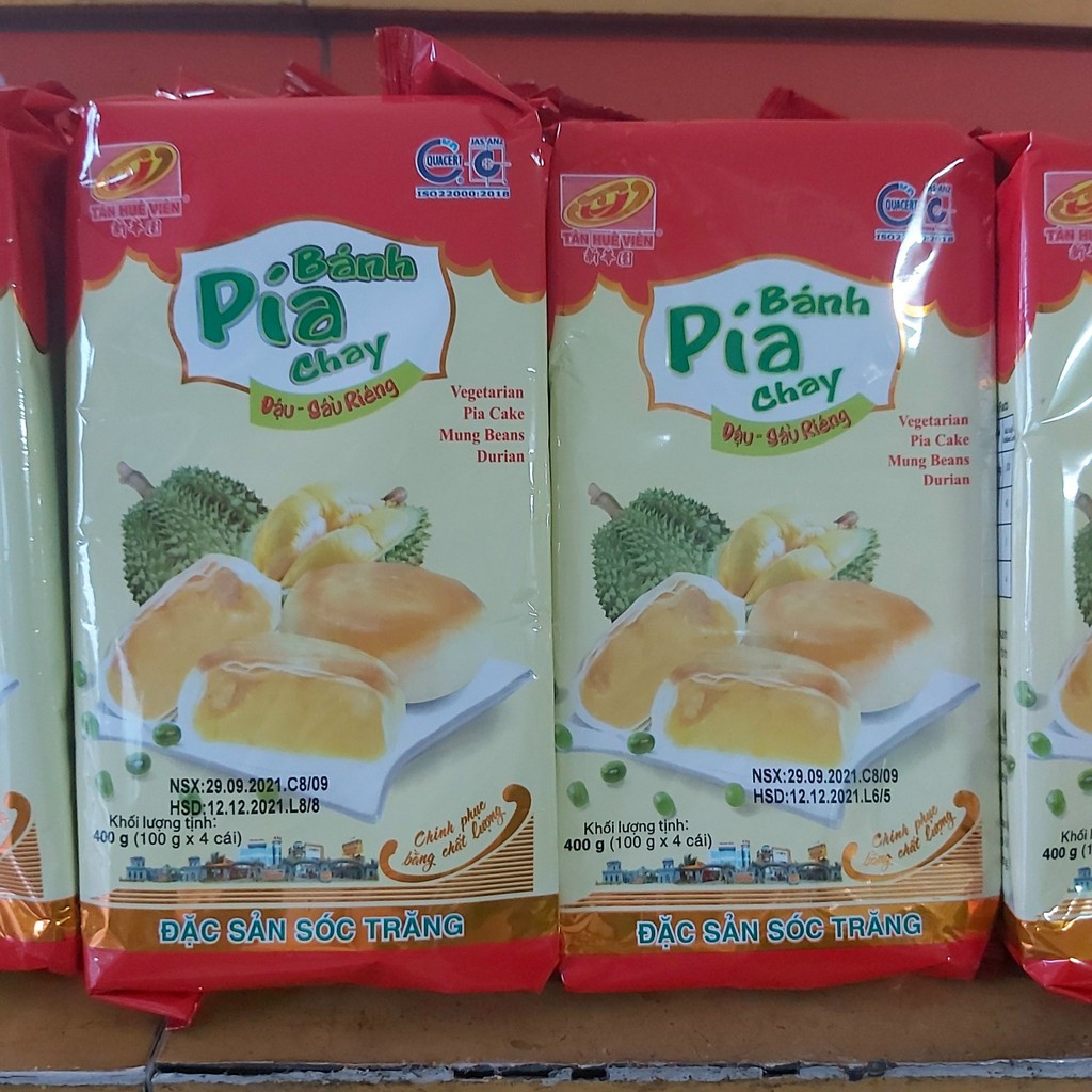 Bánh Pía chay nhân đậu xanh - sầu riêng - 400gr (Vegetarian Pia Cake ...