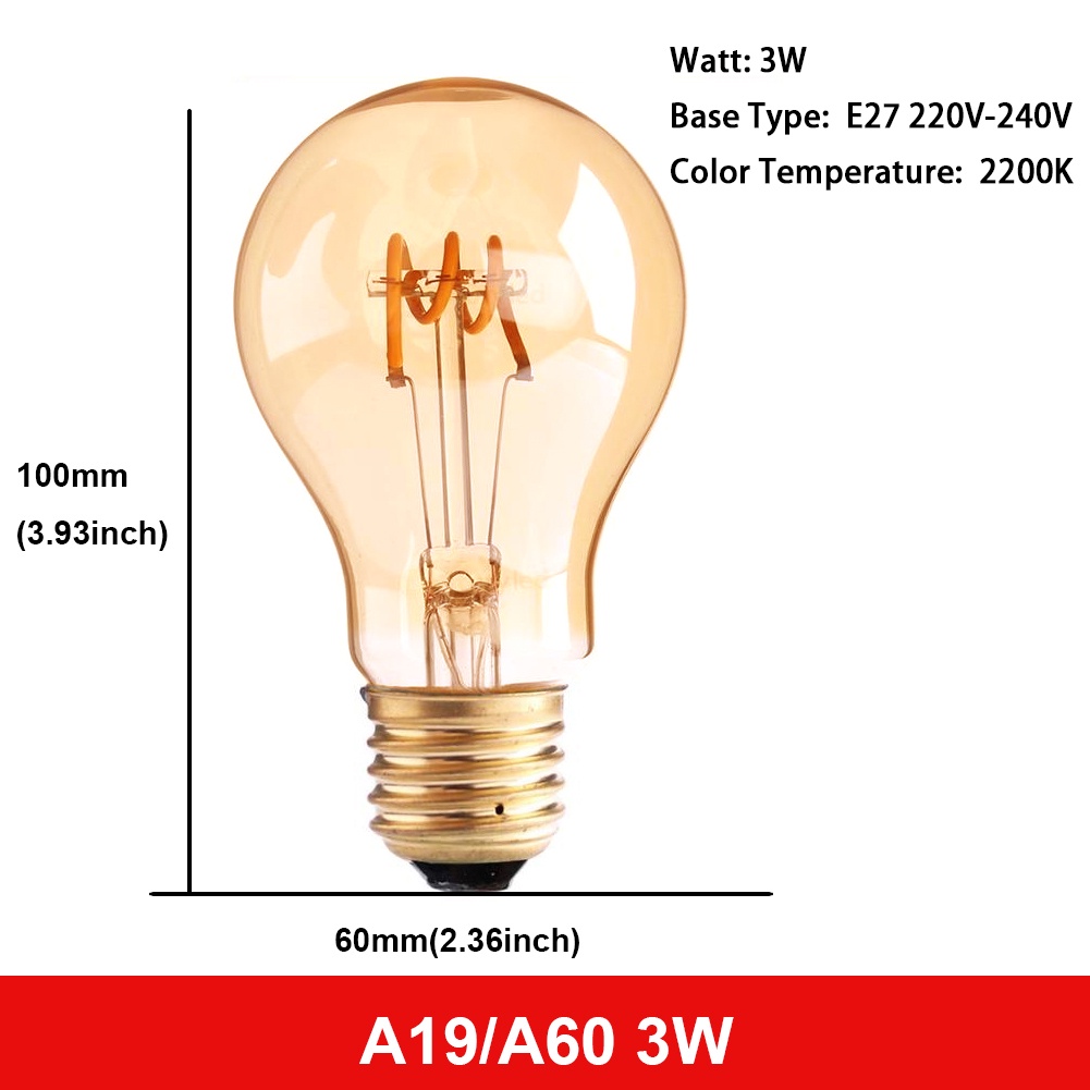 Bóng Đèn LED E27 3W 4W A19 220V Ánh Sáng Trắng Ấm Phong Cách Vintage | Shopee Việt Nam