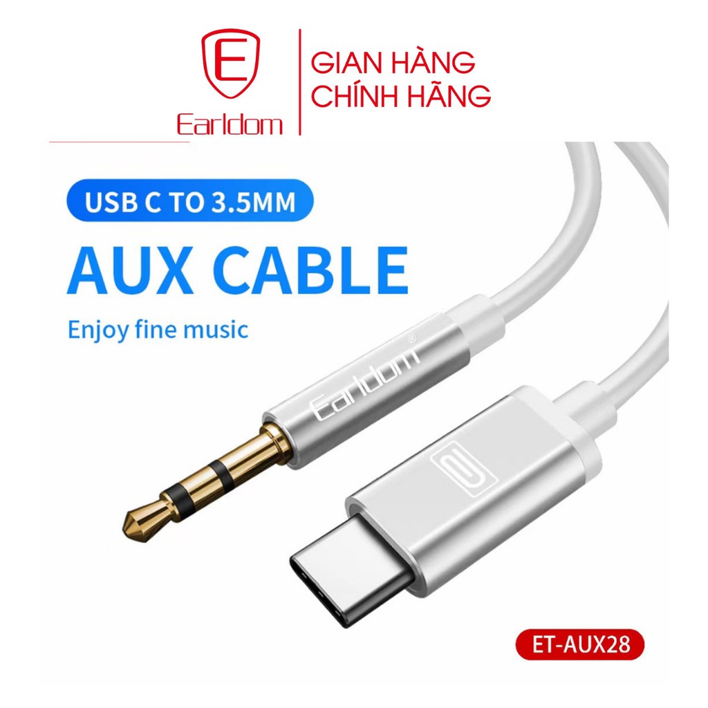 Dây kết nối ra loa 1 đầu TypeC và 1 cổng 3.5 Earldom AUX-28- chính hãng | Shopee Việt Nam