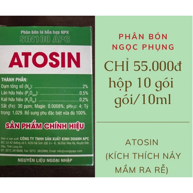 Phân bón lá Atosin hộp 10 gói 10ml (kích thích nảy mầm ra rễ) | Shopee ...