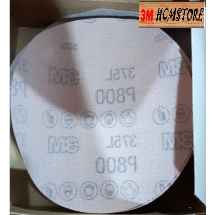 COMBO 50 tờ (1 hộp) 3M 375L Giấy nhám đĩa 6inch không lỗ (nhiều độ hạt) Với Hạt mài nhôm oxit ...