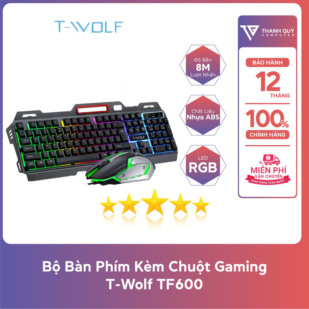 Bộ Bàn Phím Kèm Chuột Gaming T-Wolf TF600 LED RGB - Bảo Hành 12 Tháng ...