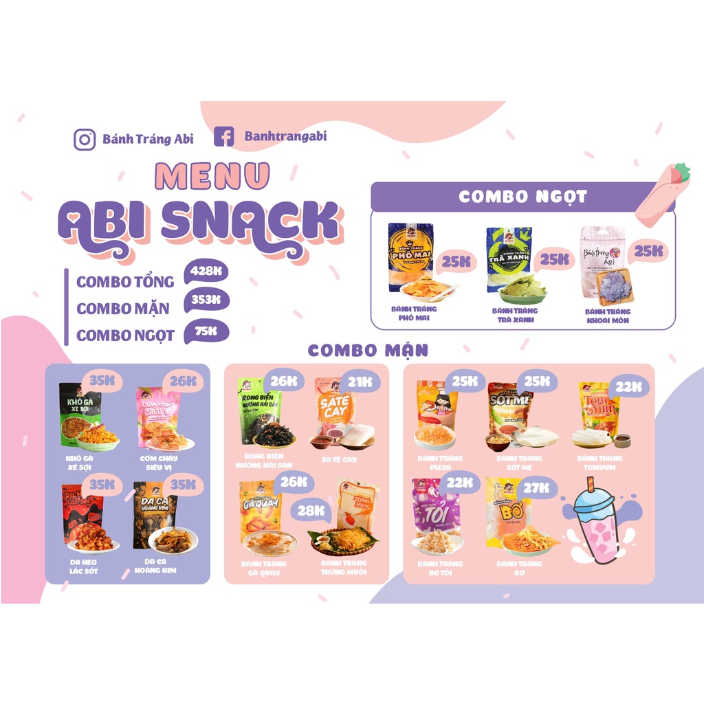 [ ĂN VẶT - ABI SNACKS ] Full menu 14 loại bánh tráng Abi - Abi Snacks ...