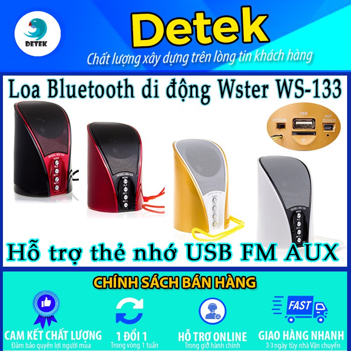 Loa Bluetooth di động Wster WS-133 hỗ trợ thẻ nhớ USB FM AUX | Shopee ...