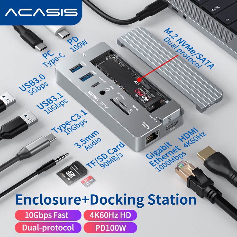 Acasis Bộ Chuyển Đổi Ổ Cứng hub 10 Trong 1 m.2 ssd usb-c gen2 10gbps ...