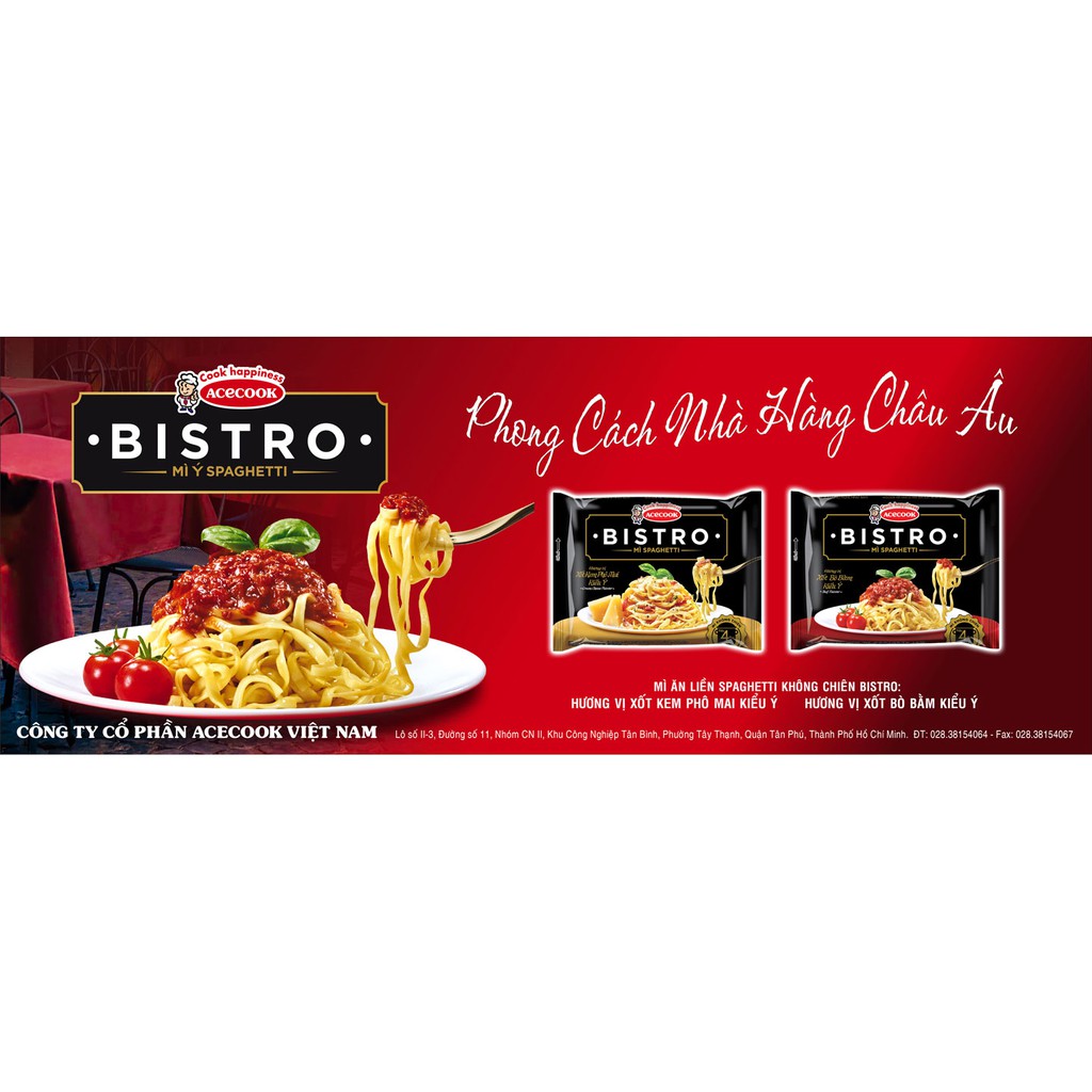 Mì spaghetti Bistro sốt kem phô mai, sốt bò bằm kiểu Ý gói 100g ...