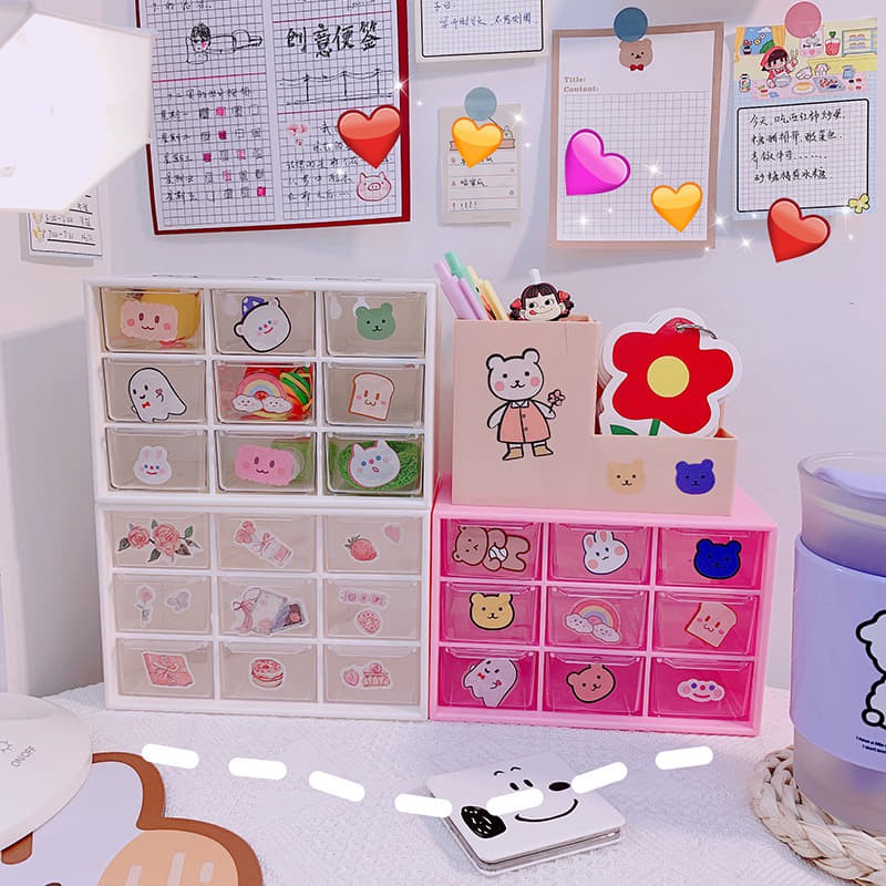 (TẶNG STICKER) TỦ NHỰA MINI 9 NGĂN ĐỰNG PHỤ KIỆN, TRANG TRÍ BÀN HỌC ...