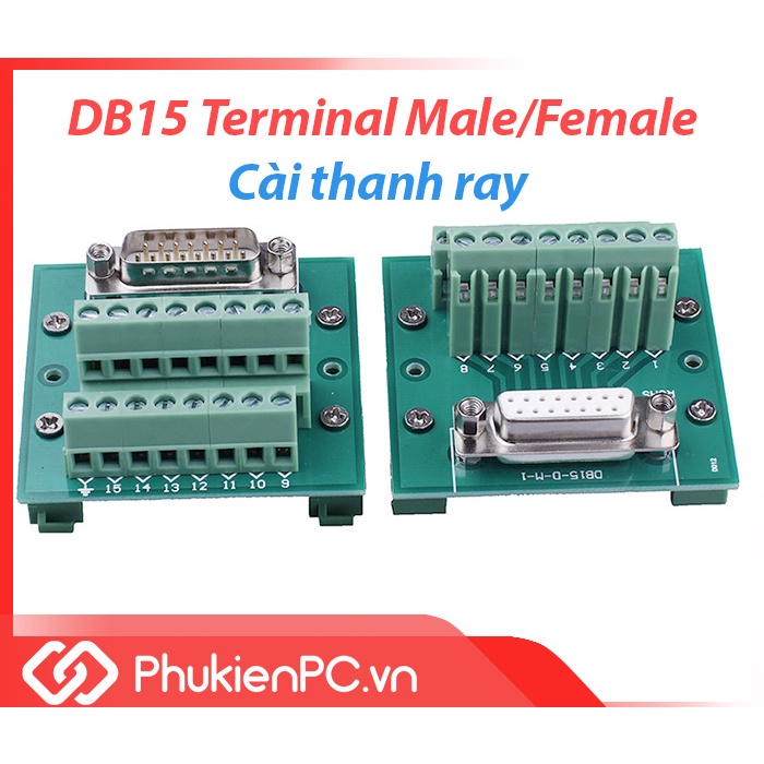 Đầu nối DB15 Male Famale Terminal vặn vít, cài thanh ray (rail) cho máy ...
