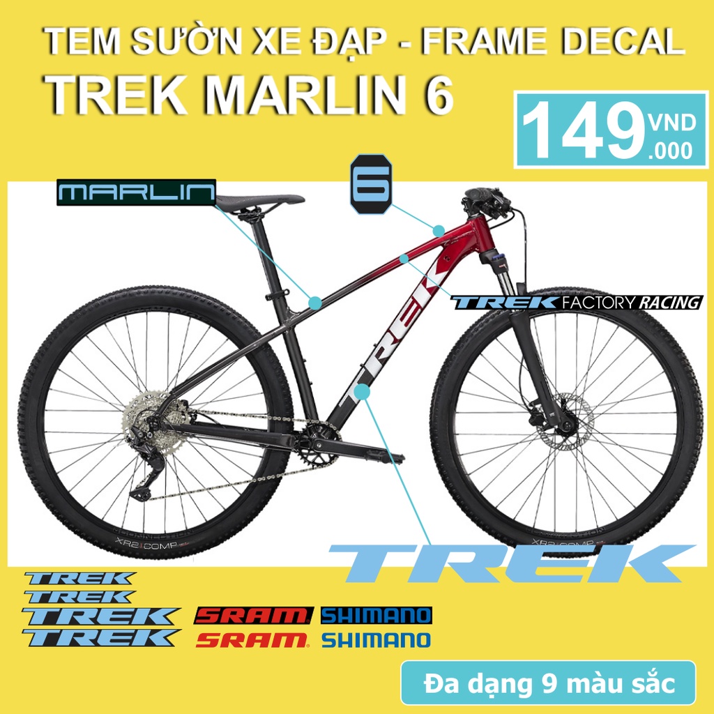 Tem decal dán sườn xe đạp TREK MARLIN 6 2021 | Frame decal | CycleWrap ...