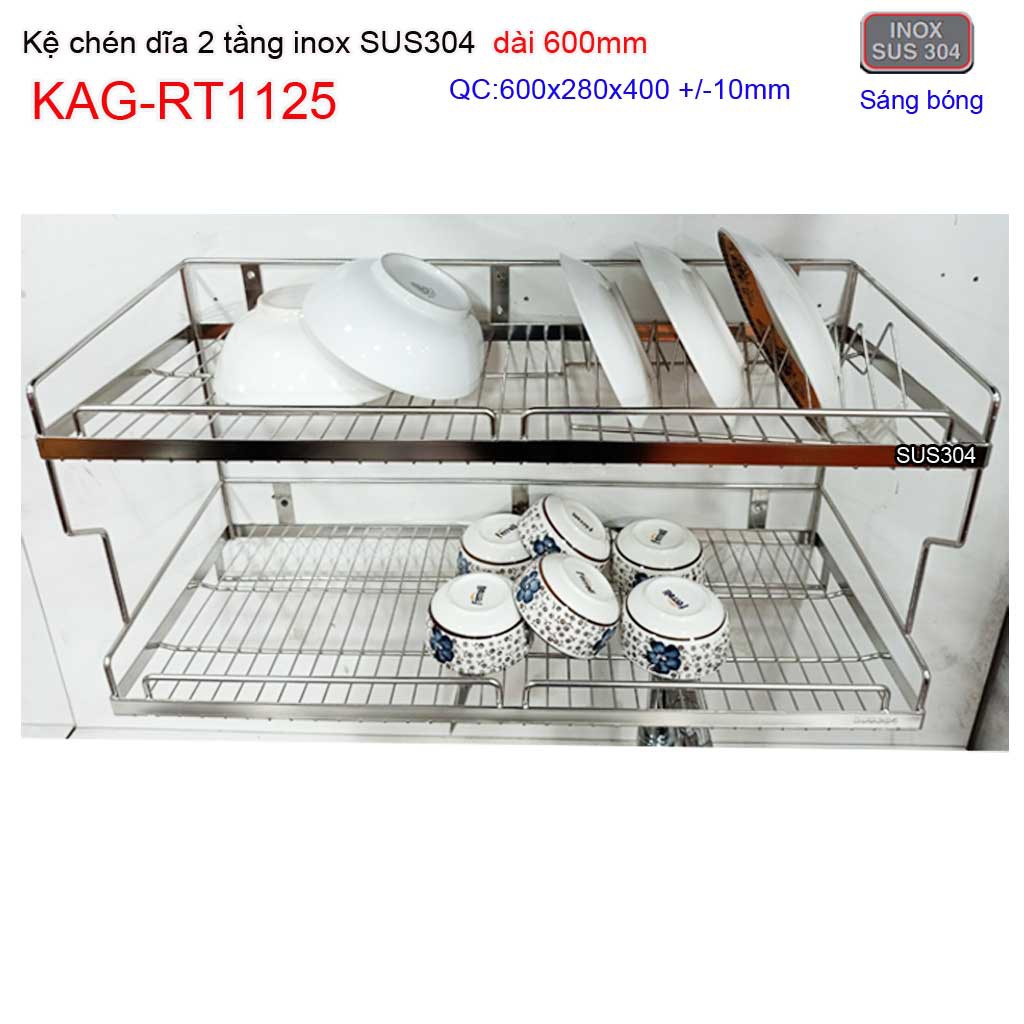 Kệ đựng chén bát inox SUS304, kệ úp chén dĩa 2 tầng dài 50cm, 60cm ...