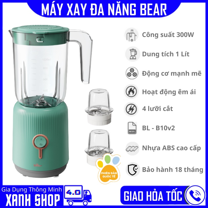 Máy xay sinh tố 3 trong 1 Bear LLJ-C10P1 (BL-B10V2) 3 cối xay đa năng, lưỡi dao inox bền bỉ ...