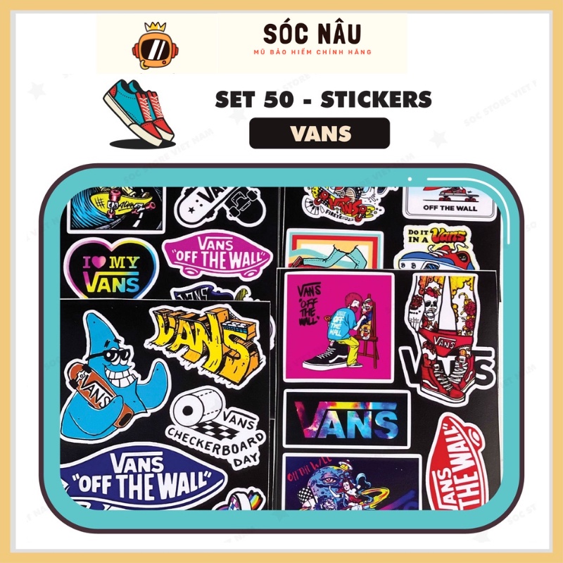 Sticker chủ đề Vans Sóc Store chống nước custom, dán trang trí mũ bảo ...