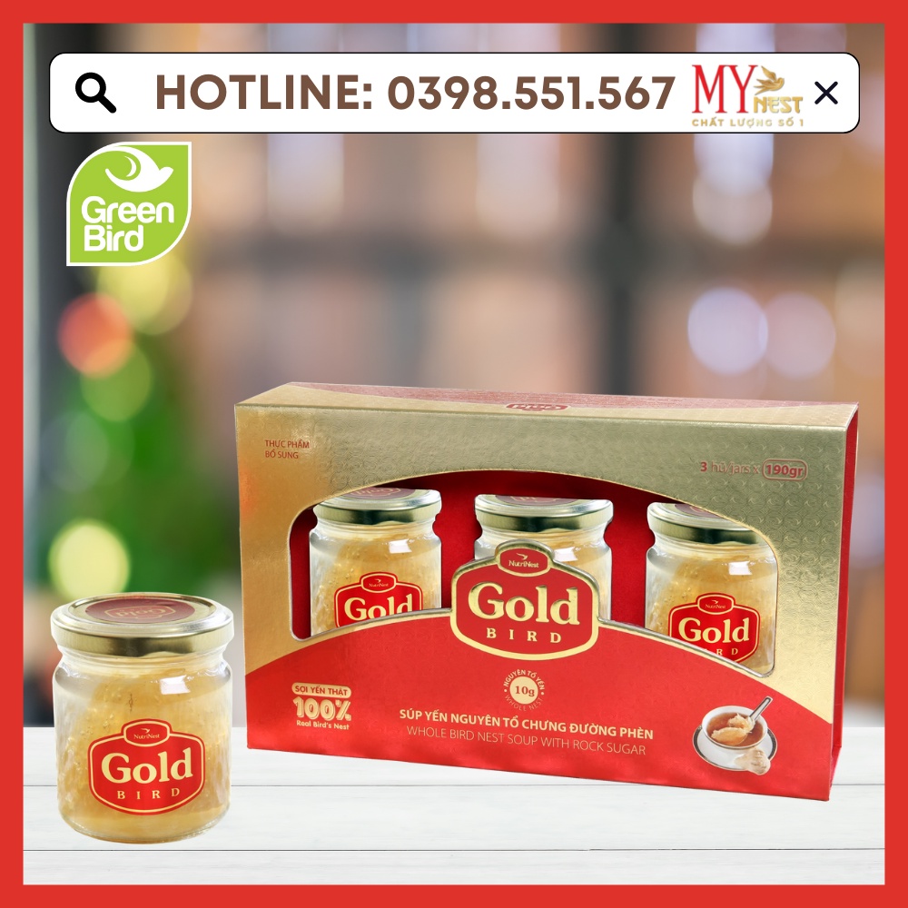 [HOT] Hộp Quà Nước Yến Sào Nguyên Tổ Chưng Đường Phèn - NUTRINEST - Gold Bird - (3 hũ x 190g ...