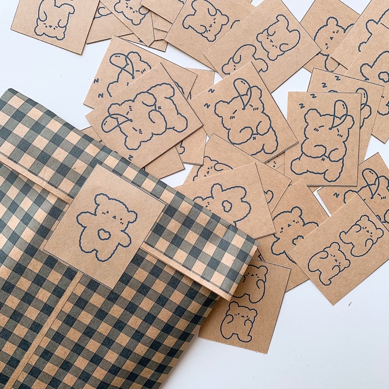 Set 30 sticker hình gấu dán niêm phong gói hàng, gói quà | Shopee Việt Nam