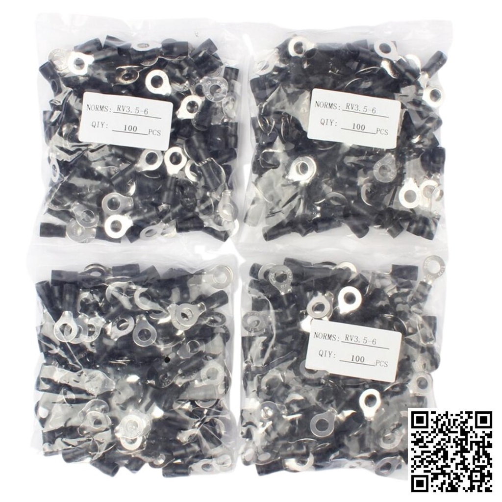 Đầu cose tròn RV3.5-6, RV3.5-8, RV3.5-10, RV3.5-12 (túi 100 cái), đầu cốt bọc nhựa cách điện ...