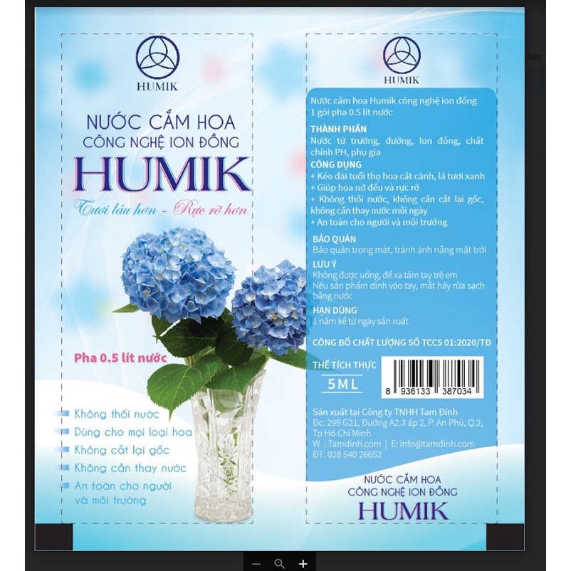 Nước cắm hoa Humik loại 5ml - Thùng 200 gói | Shopee Việt Nam